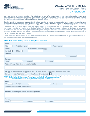 Fillable Online victimsservices justice nsw gov Charter of Victims ...