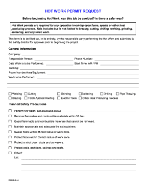 Fillable Online HOT WORK PERMIT REQUEST - EMC Insurance Companies Fax ...