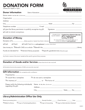 Fillable Online CADL Donation Form Fax Email Print - pdfFiller
