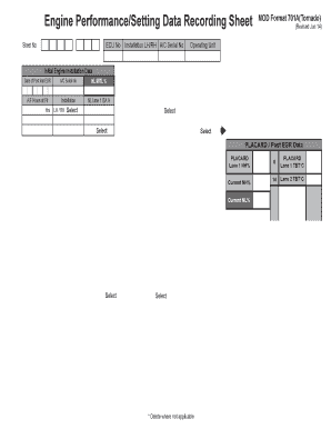 Fillable Online Engine PerformanceSetting Data Recording Sheet MOD ...