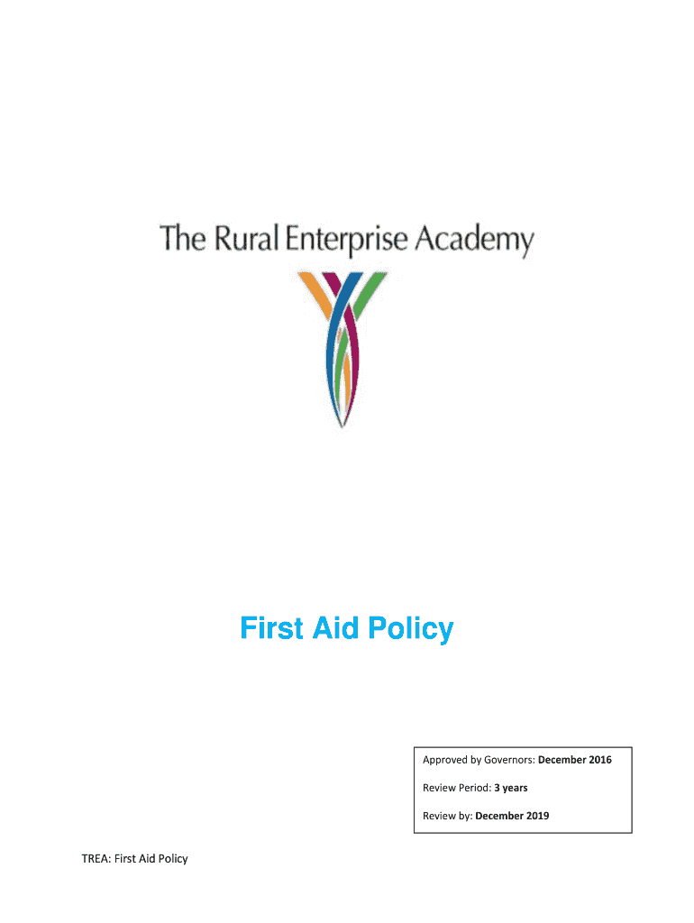 Fillable Online First Aid Policy - The Rural Enterprise Academy Fax ...