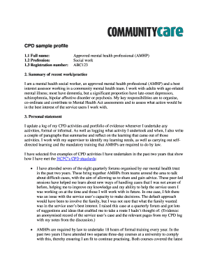 Fillable Online CPD sample profile - Community Care Fax Email Print ...