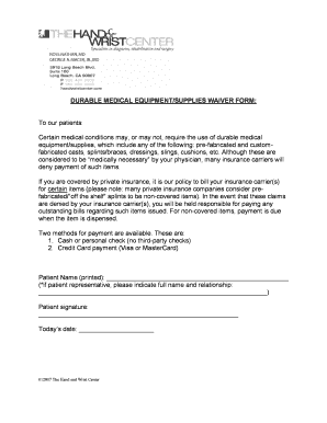 Fillable Online DURABLE MEDICAL EQUIPMENTSUPPLIES WAIVER FORM Fax Email ...