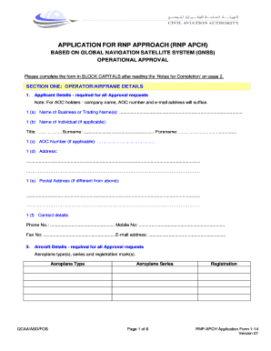 Fillable Online Application for RNP Approach RNP APCH Based on Global ...