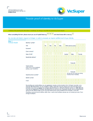 Fillable Online Provide proof of identity to VicSuper PDF Fax Email ...