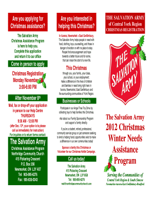 Fillable Online Christmas Application-Salvation Army Central York Fax ...