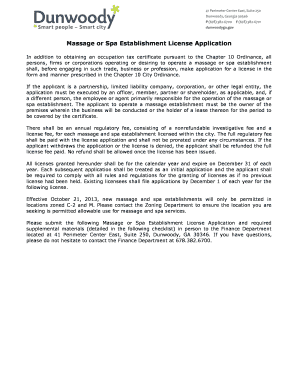 Fillable Online Massage and Spa Application Fax Email Print - pdfFiller