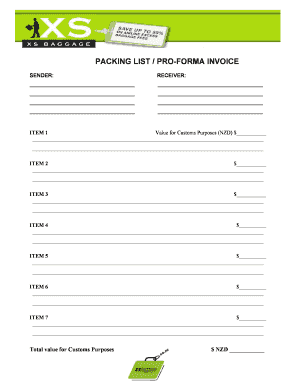 Fillable Online PACKING LIST / PRO-FORMA INVOICE Fax Email Print ...