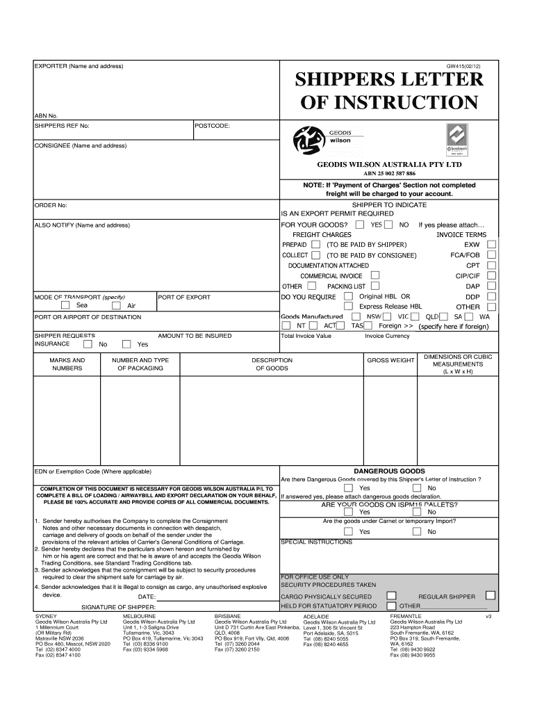 Instruction Geodis Fill Online Printable Fillable Blank PdfFiller