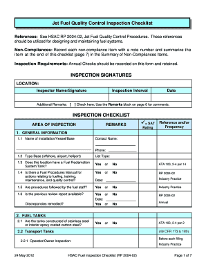 Fillable Online INSPECTION SIGNATURES Jet Fuel Quality Control ...