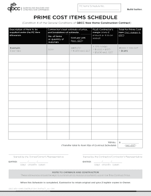 Fillable Online Prime Costs and Provisional Sums - Master Builders WA ...