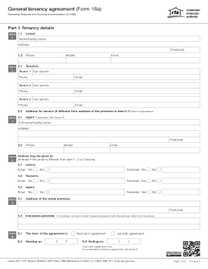 Fillable Online General tenancy agreement Form 18a - Residential Tenancies Fax Email Print ...
