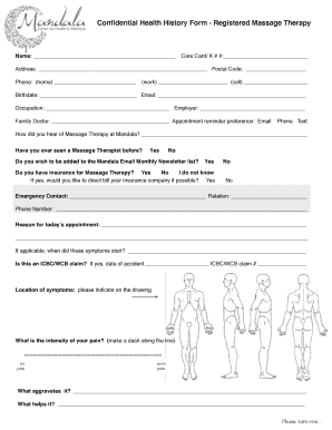 Fillable Online RMT Intake Form Carly - Mandala Center for Health and Wellness Fax Email Print ...