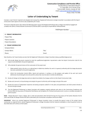 Fillable Online Letter of Undertaking by Tenant - Toronto Pearson ...