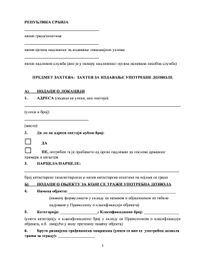 Fillable Online ivanjica gov Obrazac - upotrebna dozvola Fax Email ...