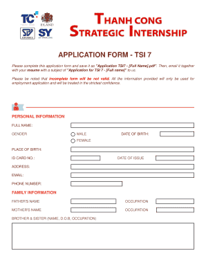 Fillable Online APPICATION FORM - TSI 7 Fax Email Print - pdfFiller
