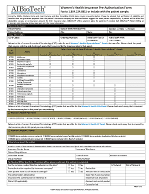 Fillable Online Womens Health Insurance Pre-Authorization Form ...