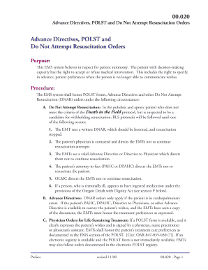 Fillable Online Advance Directives, POLST and Do Not Attempt ...