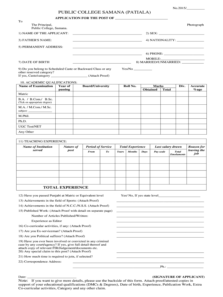 Fillable Online pcsamana org PUBLIC COLLEGE SAMANA PATIALA - pcsamana ...