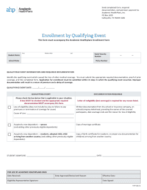 Fillable Online Identify the qualifying event which caused the loss of ...