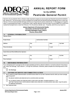 Fillable Online azdeq ANNUAL REPORT FORM Pesticide General bPermitb ...