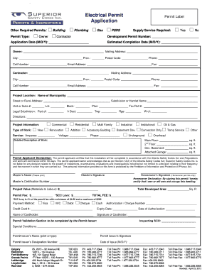 Fillable Online Electrical bPermitb Application - Superior Safety Codes ...