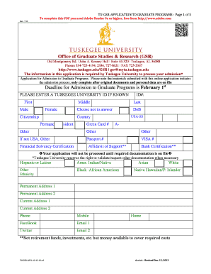 Fillable Online tuskegee Office of Graduate Studies amp Research GSR ...