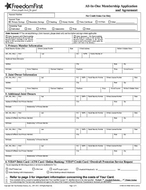Fillable Online All-In-One Membership bApplicationb and Agreement ...