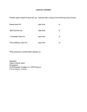 Joining Report After Leave - Fill Online, Printable, Fillable, Blank ...