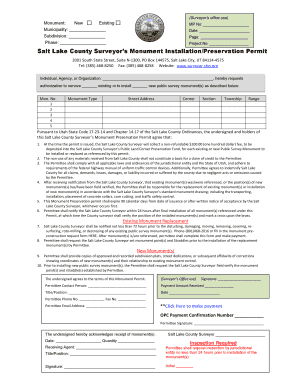 Fillable Online slco Monument bPermitb Form - Salt Lake County Fax Email Print - pdfFiller