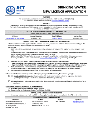 Fillable Online Drinking Water Utility Licence bApplicationb Form 2015 ...