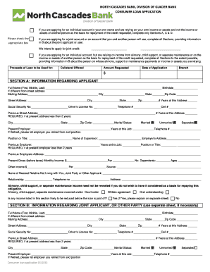Fillable Online Bapplicationb - North Cascades Bank Fax Email Print - pdfFiller