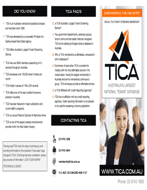 Fillable Online TICA is an Australian owned and operated company Fax ...