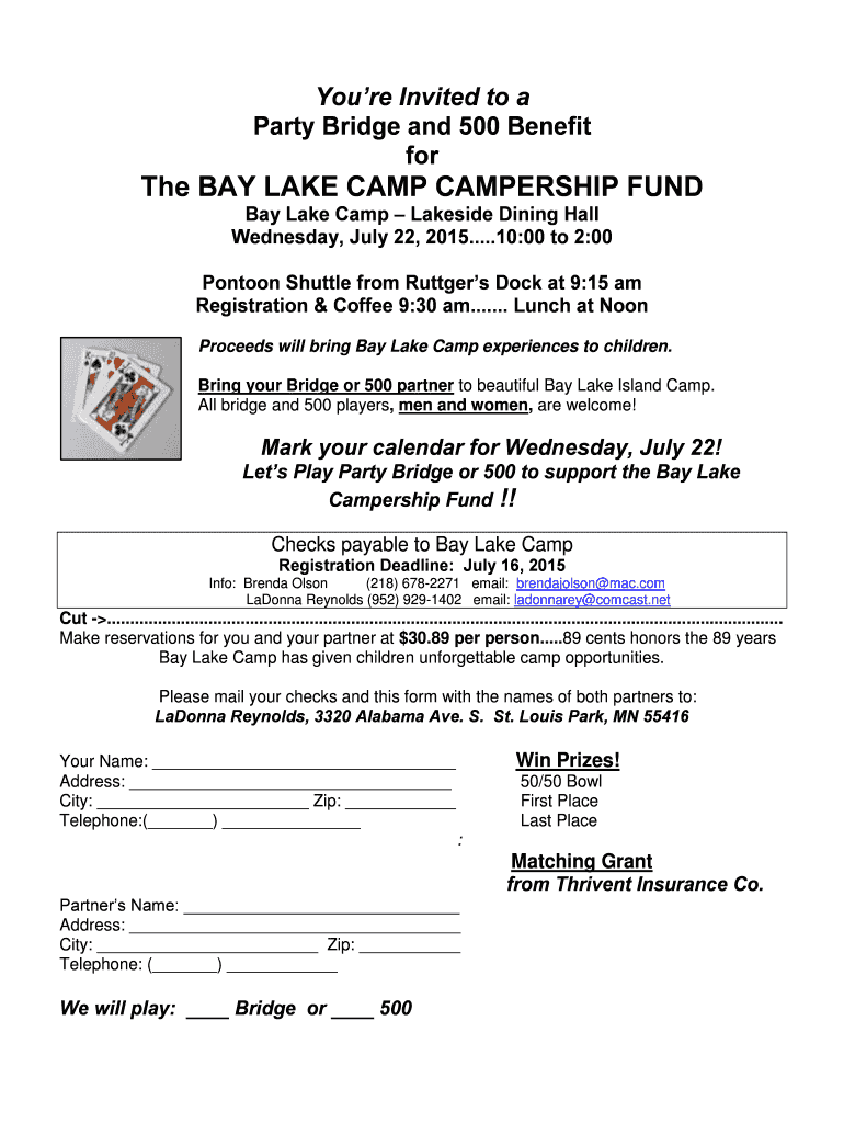Fillable Online baylake The BAY LAKE CAMP CAMPERSHIP FUND - BayLakeorg ...