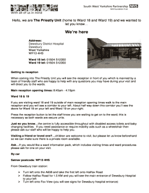 Priestley Unit Dewsbury Ward 19 - Fill Online, Printable, Fillable ...