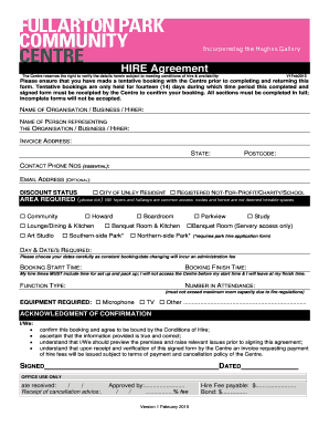 Fillable Online HIRE Agreement Fax Email Print - pdfFiller