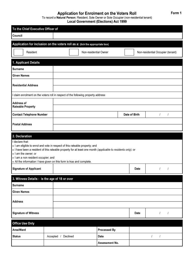 Fillable Online To record a Natural Person Resident, Sole Owner or Sole ...