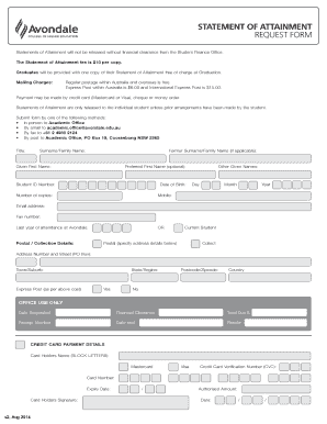 Fillable Online www2 avondale edu STATEMENT OF ATTAINMENT - www2 ...