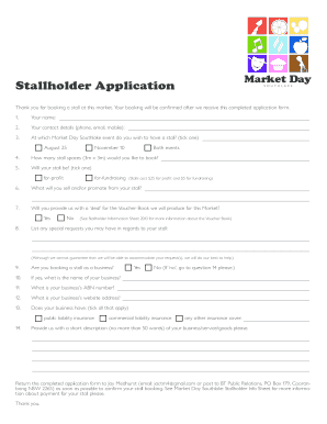 Fillable Online Stallholder Application Fax Email Print - pdfFiller