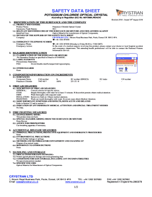 Fillable Online Potassium Chloride Safety Data Sheetdoc Fax Email Print ...