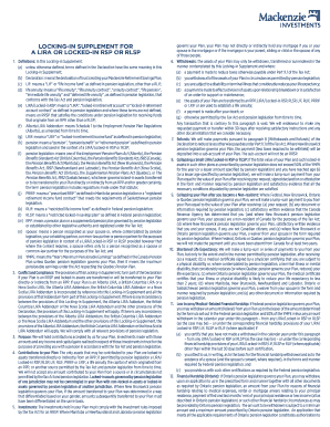 Fillable Online Locking-in Supplement for a LIRA or Locked-in RSP or ...