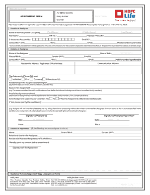Fillable Online ASSIGNMENT FORM - HDFC Life Fax Email Print - pdfFiller