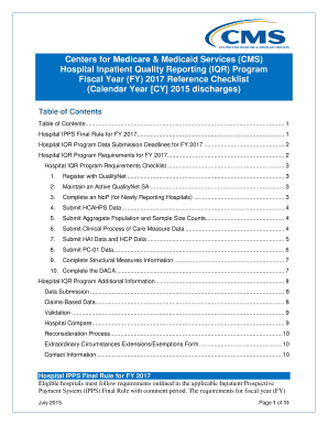 Fillable Online Hospital IQR Program Data Submission Deadlines for FY ...