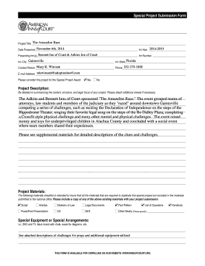 Fillable Online innsofcourt Section Header Special Project Submission ...