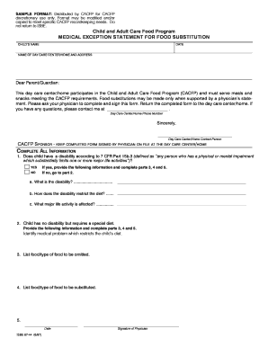 Fillable Online comaction Medical Exception Statement for Food ...