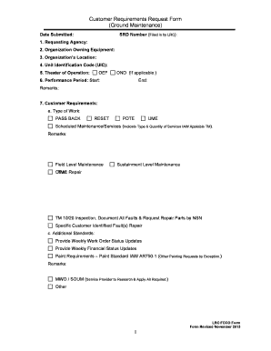 Fillable Online carson army Customer Requirements Request Form Ground ...