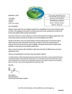 Fillable Online swrcb2a waterboards ca Sampling Notification Sampling ...