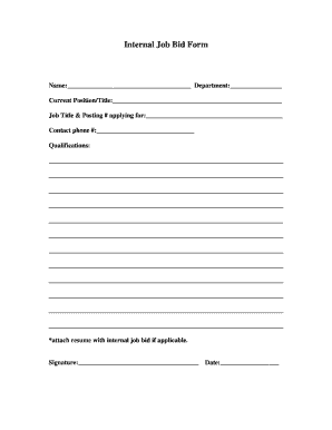 Fillable Online Internal Job Bid Form for use by current City of ...
