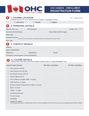 Fillable Online A fillable pdf version of the OHC Canada Enrolment ...