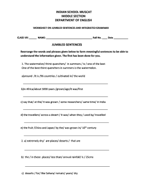 Fillable Online Class VIII English integrated grammar - Indian School ...